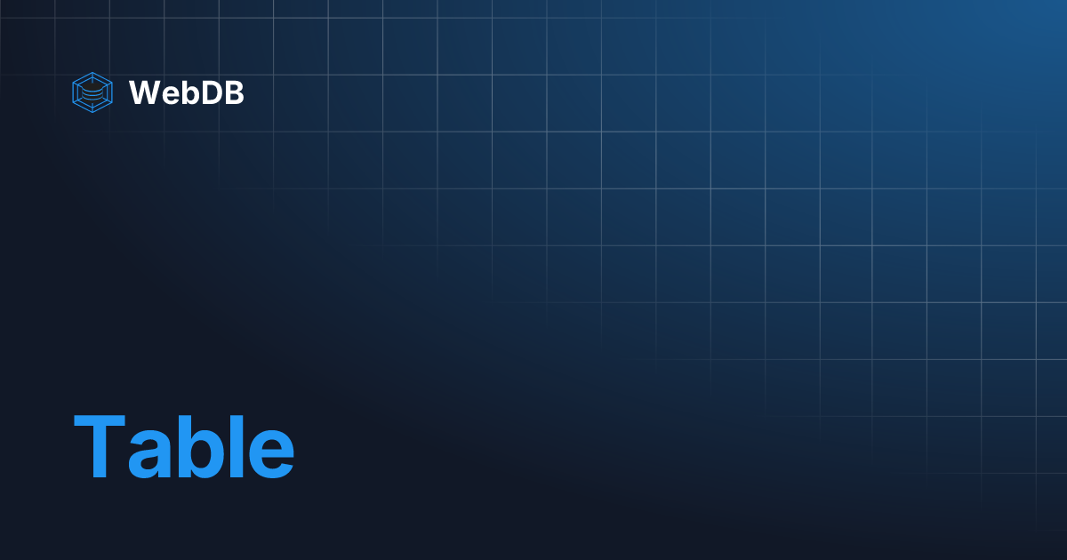 Table | WebDB
